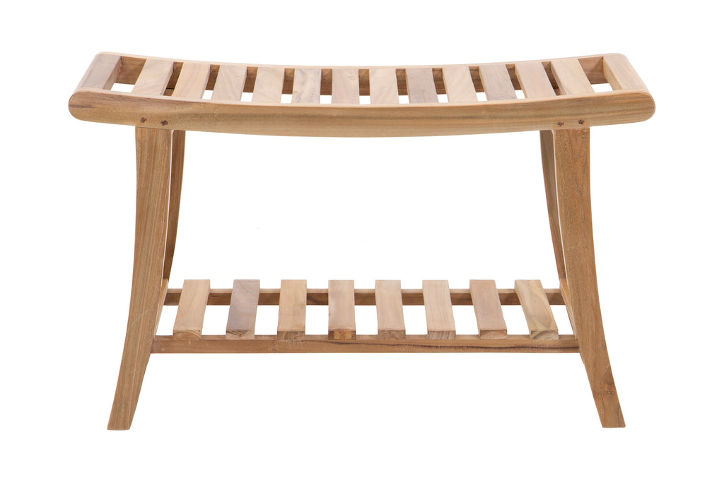 Azusa 13.75"x30" Teak Large Curved Shower Stool – Willow Creek Designs