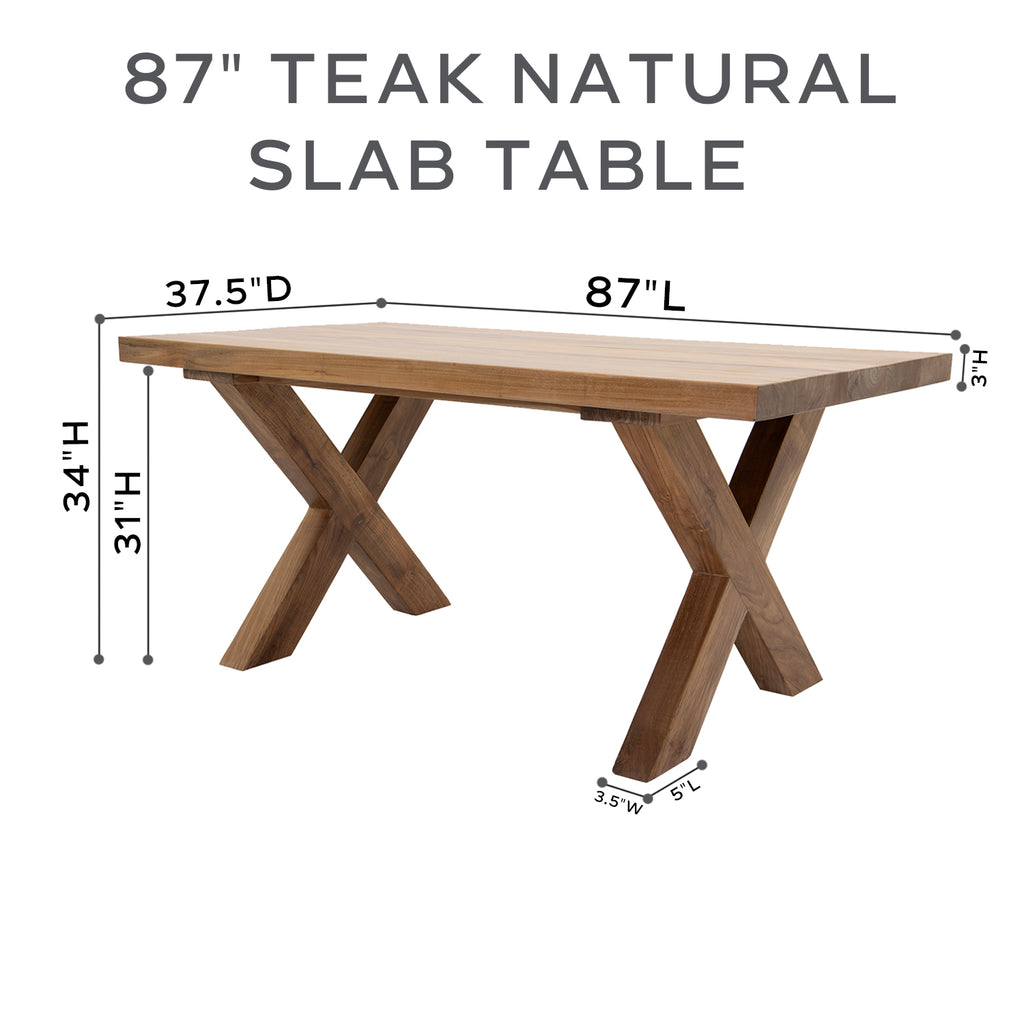 Teak Natural Slab Dining Table – Willow Creek Designs