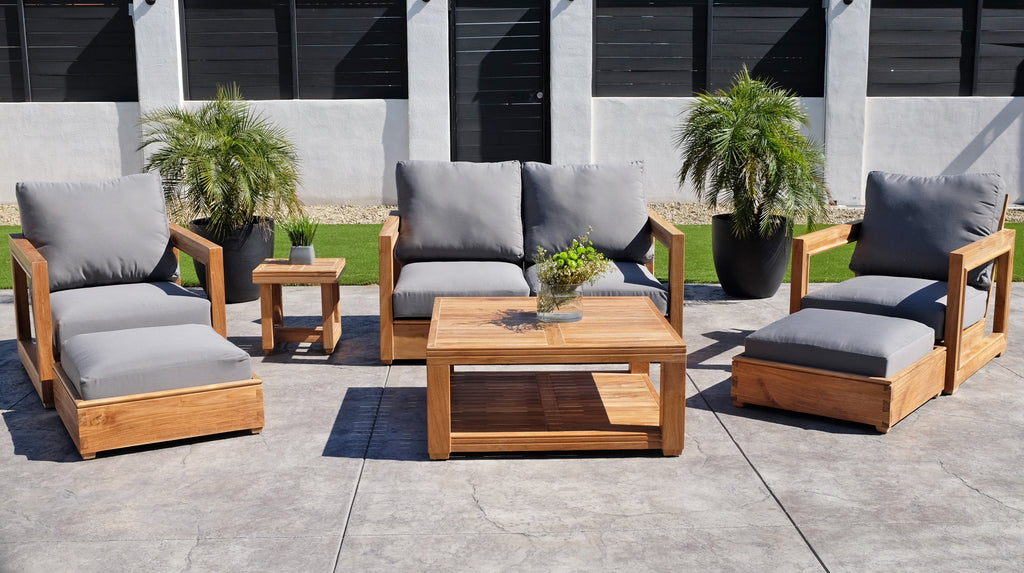 Teak Outdoor Lounge Set | Outdoor Deep Seating | Sunbrella Cushion ...
